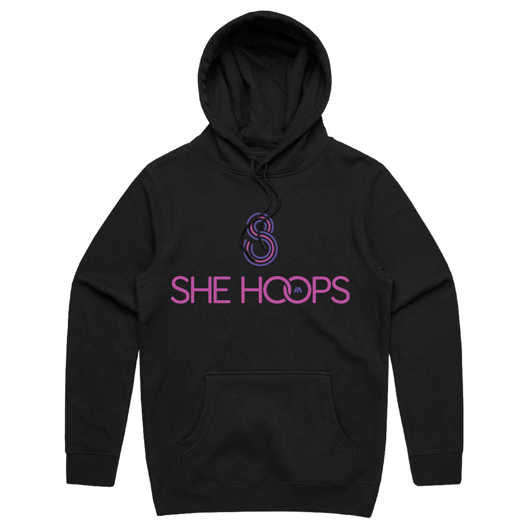She Hoops Cotton Hoodie - Black/Purple – Aussie Basketball Store